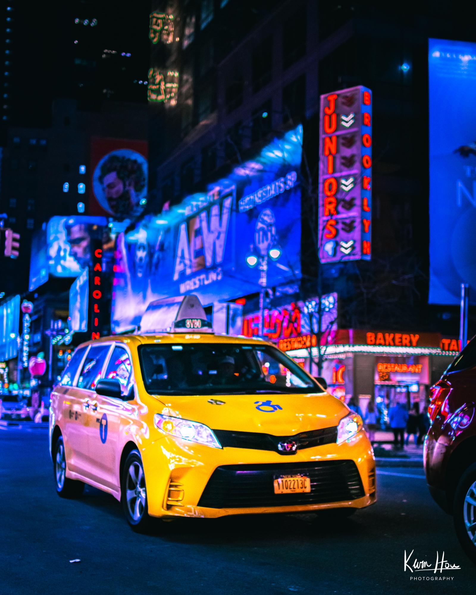 New York Times Square Taxi Car Neon Cyberpunk | Kevin Hou Photography
